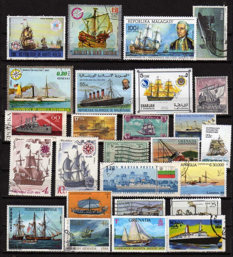 Ship Stamps50 Diff SHIP Postage Stamps Boat Stamps | Etsy