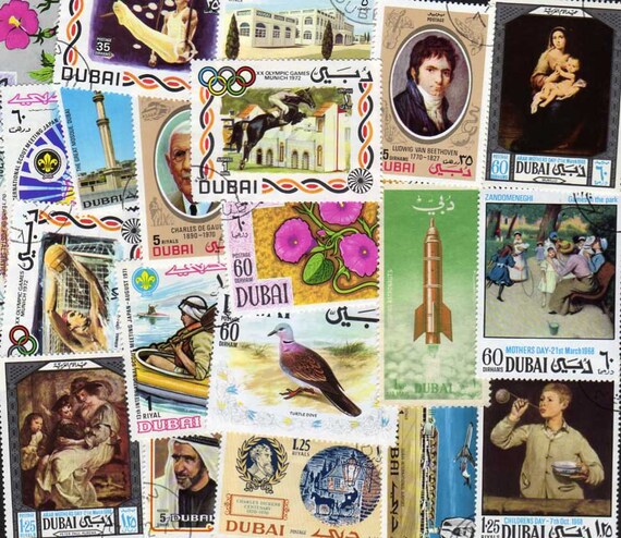 Dubai Stamps 20 Diff Dubai Postage Stamps Dubai Postage | Etsy