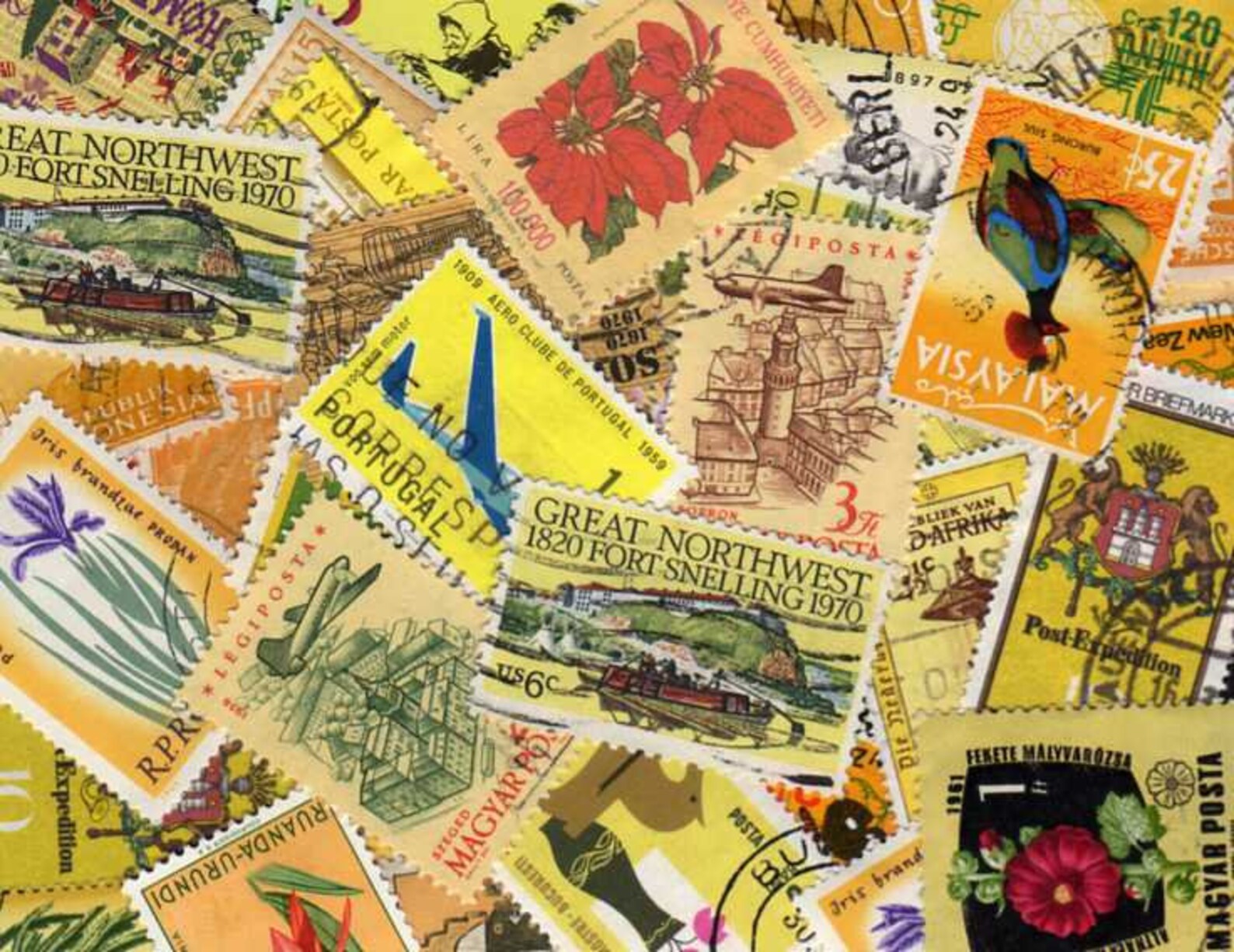 Yellow Stamps Yellow Postage Stamps Yellowish Stamps Shades | Etsy