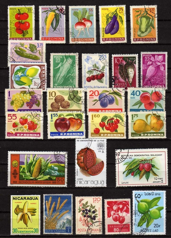 Lot Fruit Stampsvegetable Stampspostage Stampsstamp - Etsy