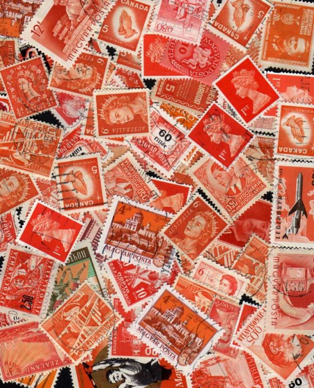 Orange Stamps, Orange Postage Stamps, Shades of Orange, Orange Colored ...