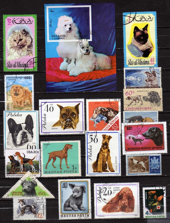 Lot Dog Stamps Cat Stamps Cat Postage Stamps Dog Postage | Etsy