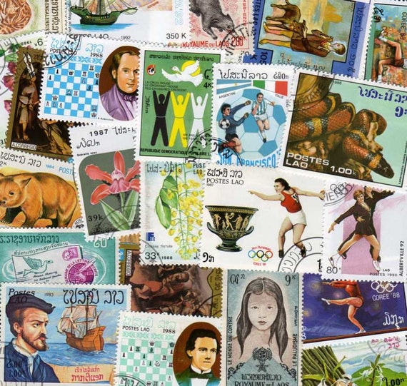Laos Stamps 25 Diff Laos Postage Stamps Asia Stamps Asian - Etsy