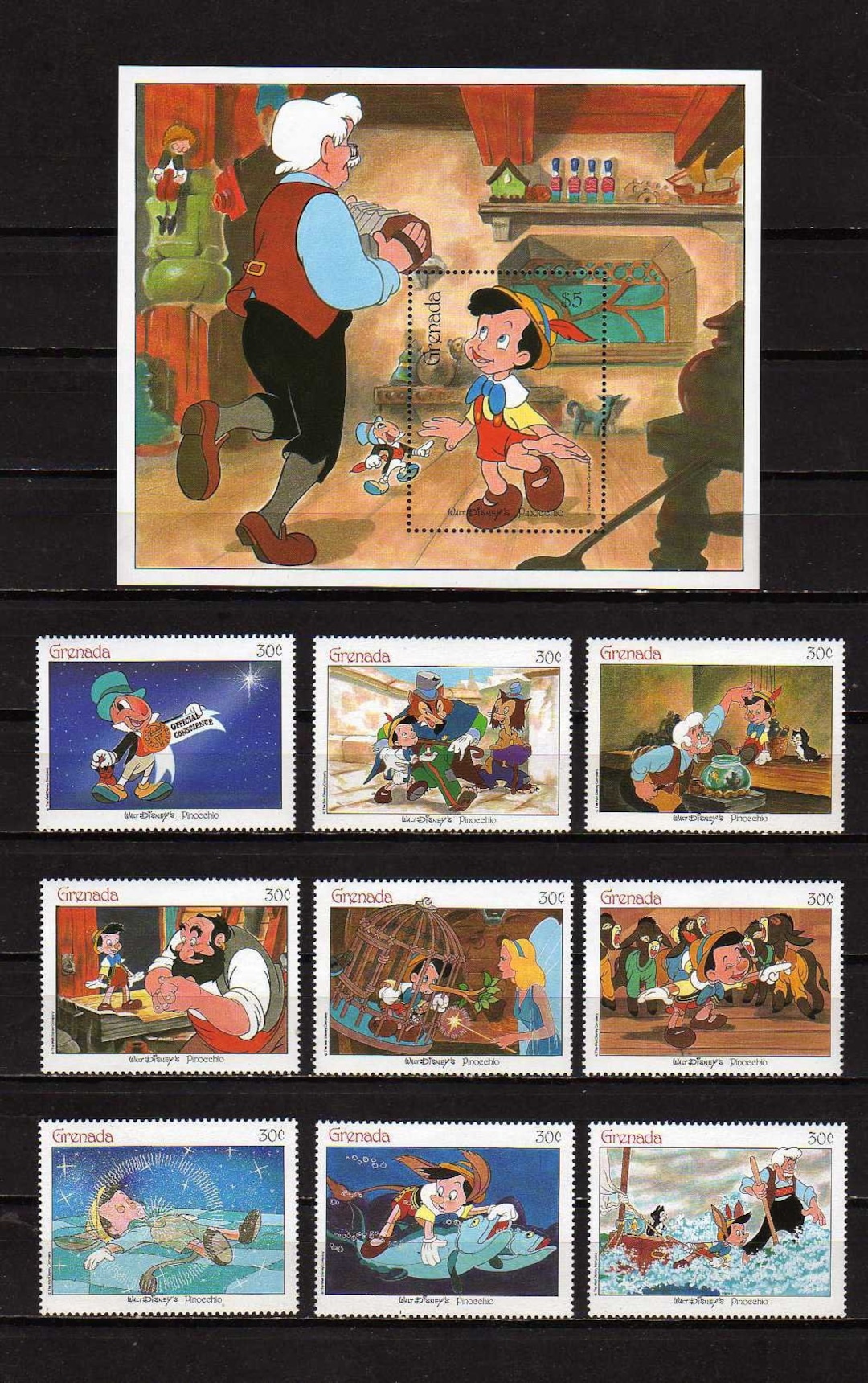 Pinocchio Disney Stamps, UNUSED Stamps, Disney Postage Stamps, Stamps ...