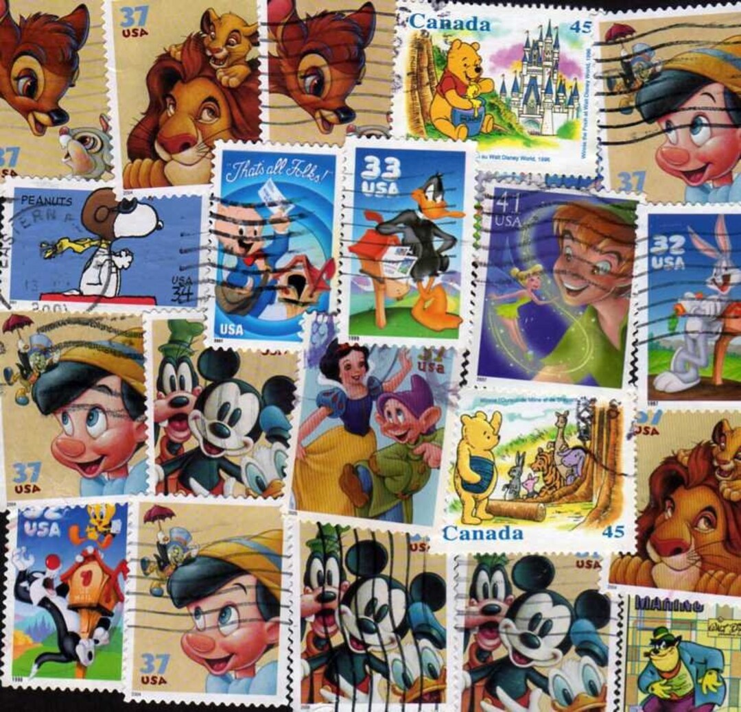Cartoon Stamps, 20, Includes Disney Stamps, Etc., Cartoon Postage ...
