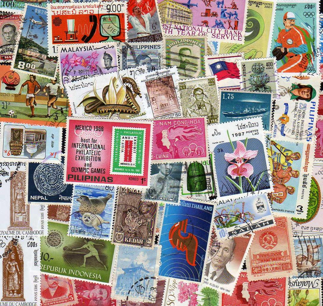 Asian Stamps, 50 Diff, Asian Postage Stamps, Asian Stamps, Asia Postage ...