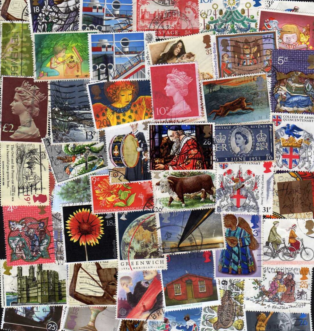 Lot 50 Diff. UK Stamps, British Stamps, British Postage Stamps, British ...