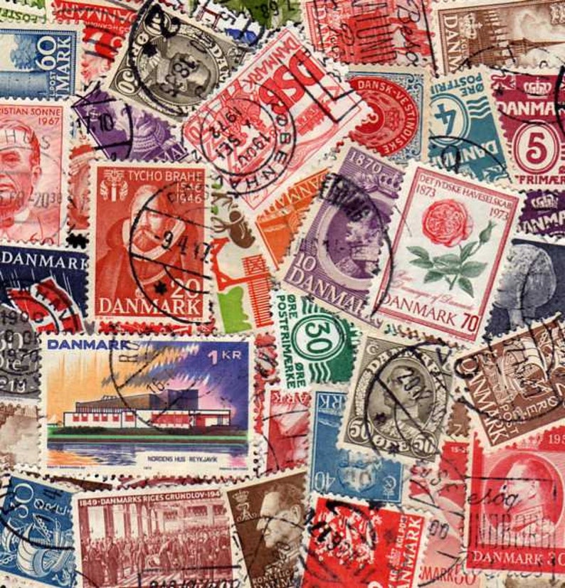 Denmark Stamps 50 Diff Denmark Postage Stamps Danish | Etsy