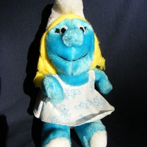 Smurf Doll, Smurfette Girl Smurf Doll, Smurfette, 1981, Vintage Smurf ...