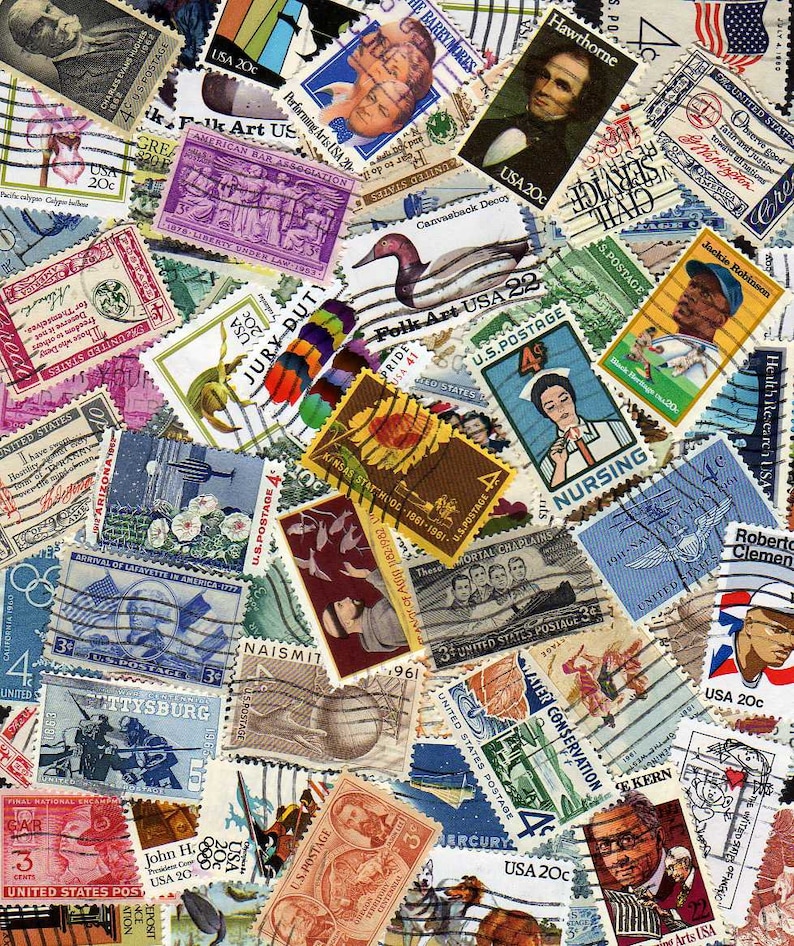US Stamps 100 Diff All LARGE Us Postage Stamps Postage - Etsy