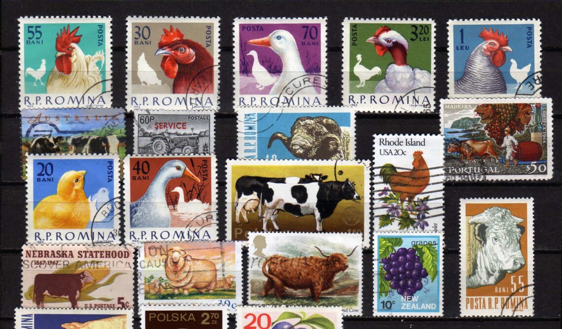 Lot Farming Animal Stamps Animal Postage Stampsstamp - Etsy