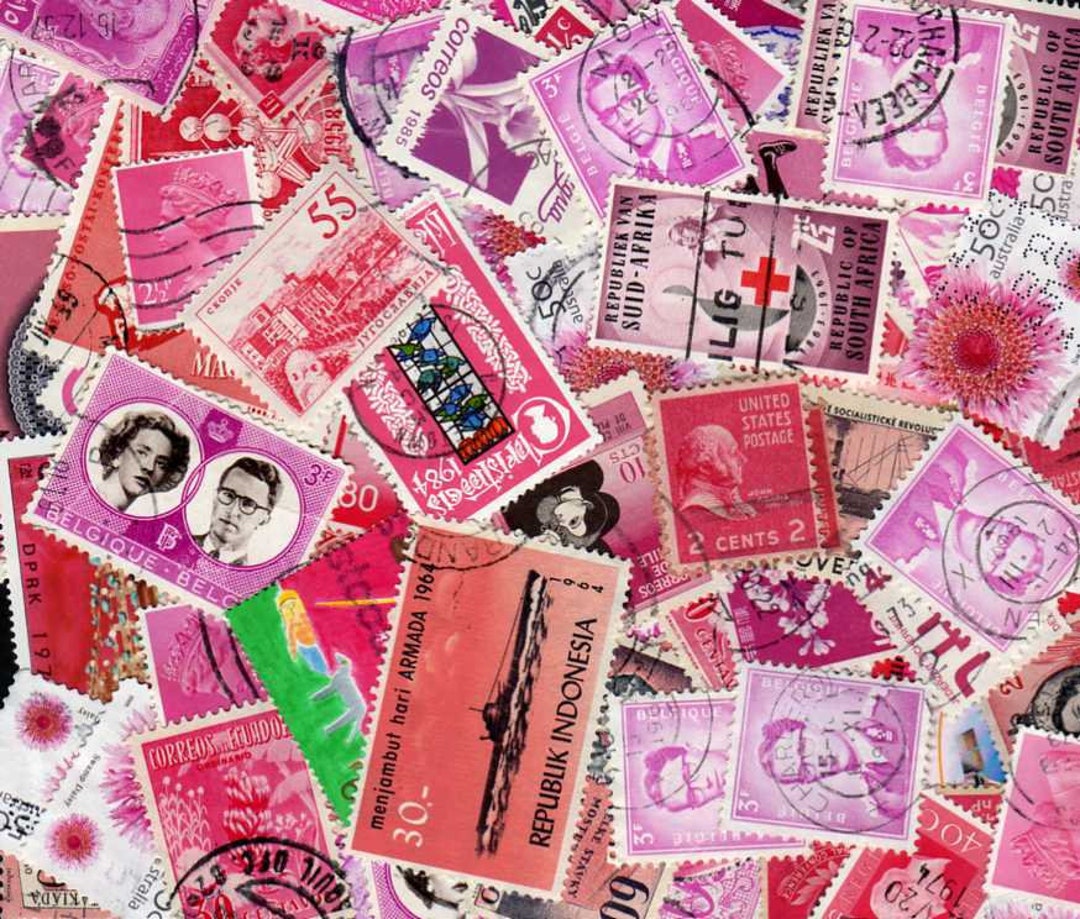 Pink Stamps, Pink Postage Stamps, Pinkish Stamps, Shades of Pink, off ...