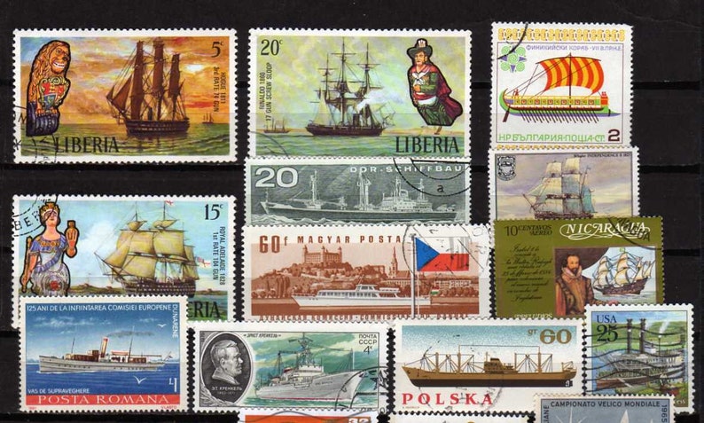 Ship Stamps50 Diff SHIP Postage Stamps Boat Stamps | Etsy