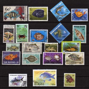 Fish Stamps50 Diff Fish Postage Stamps Seashell Stamps - Etsy