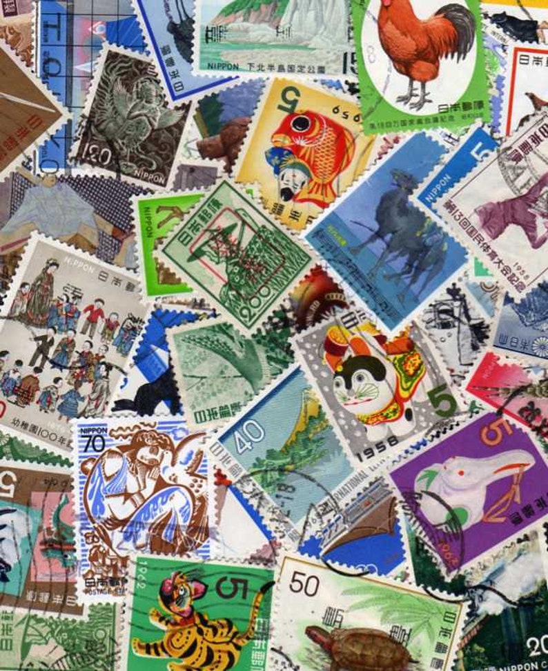 Japan Stamps50 Diff Japan Postage Stamps Japanese Stamps | Etsy