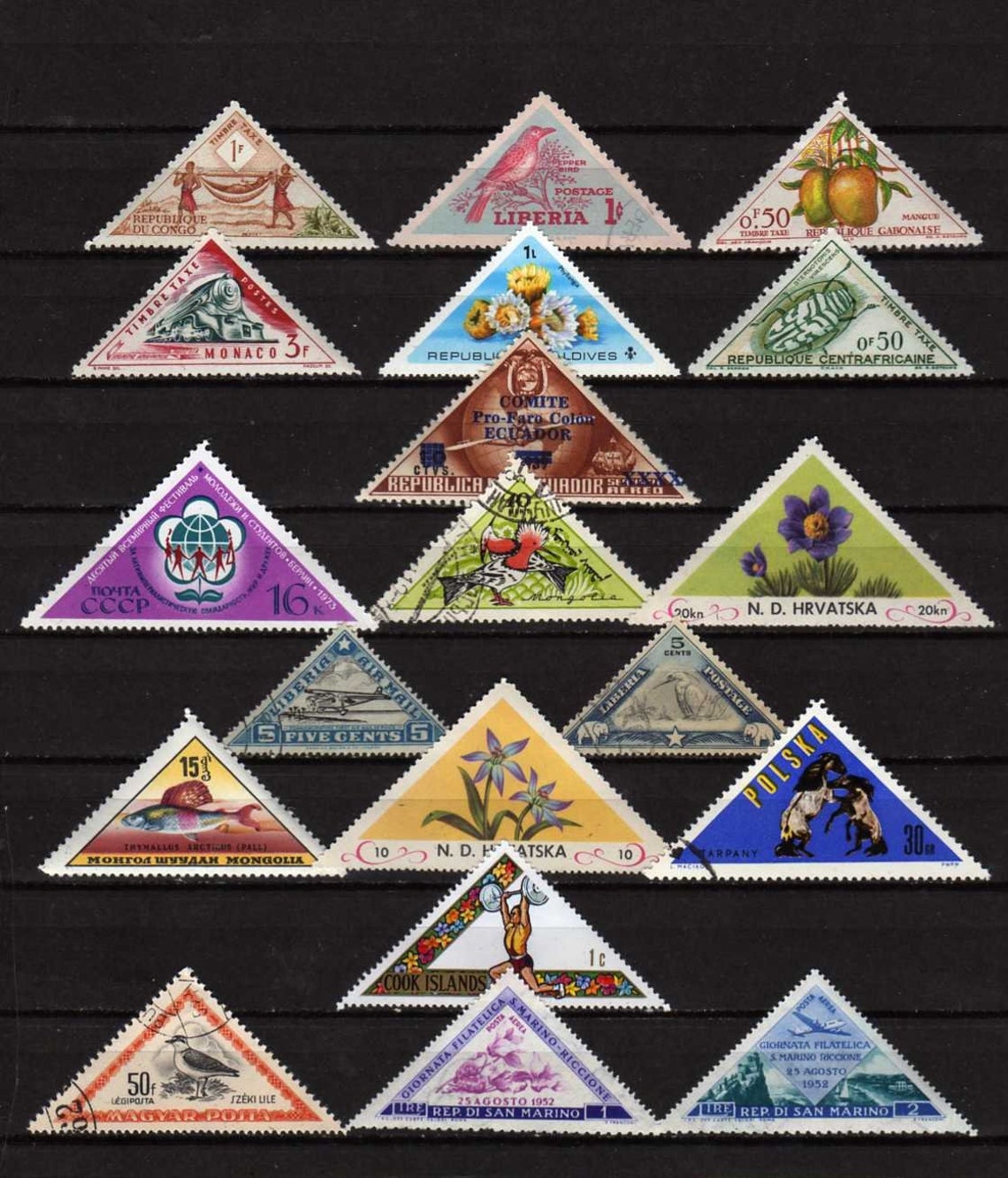 Triangular Stamps Triangle Stamps Triangle Postage Stamps - Etsy