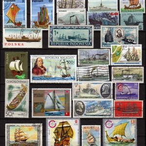 Ship Stamps,50 Diff, SHIP Postage Stamps, Boat Stamps, Nautical Stamps ...