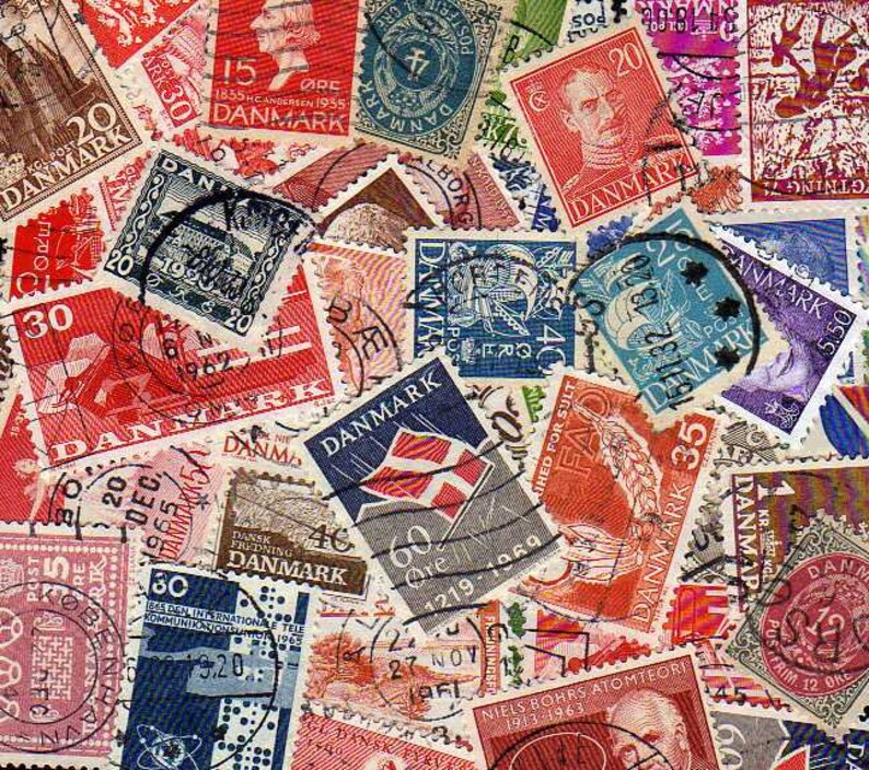 Denmark Stamps 50 Diff Denmark Postage Stamps Danish | Etsy