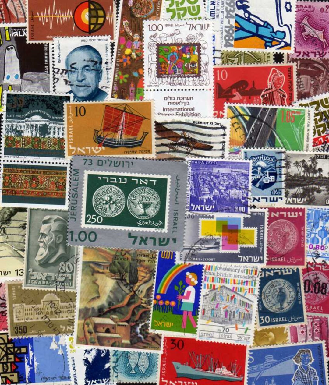 Israel Stamps, 40 Diff, Israel Postage Stamps, Jewish Postage Stamps ...