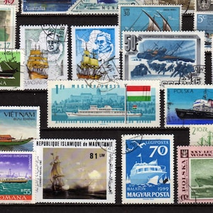 Ship Stamps,50 Diff, SHIP Postage Stamps, Boat Stamps, Nautical Stamps ...