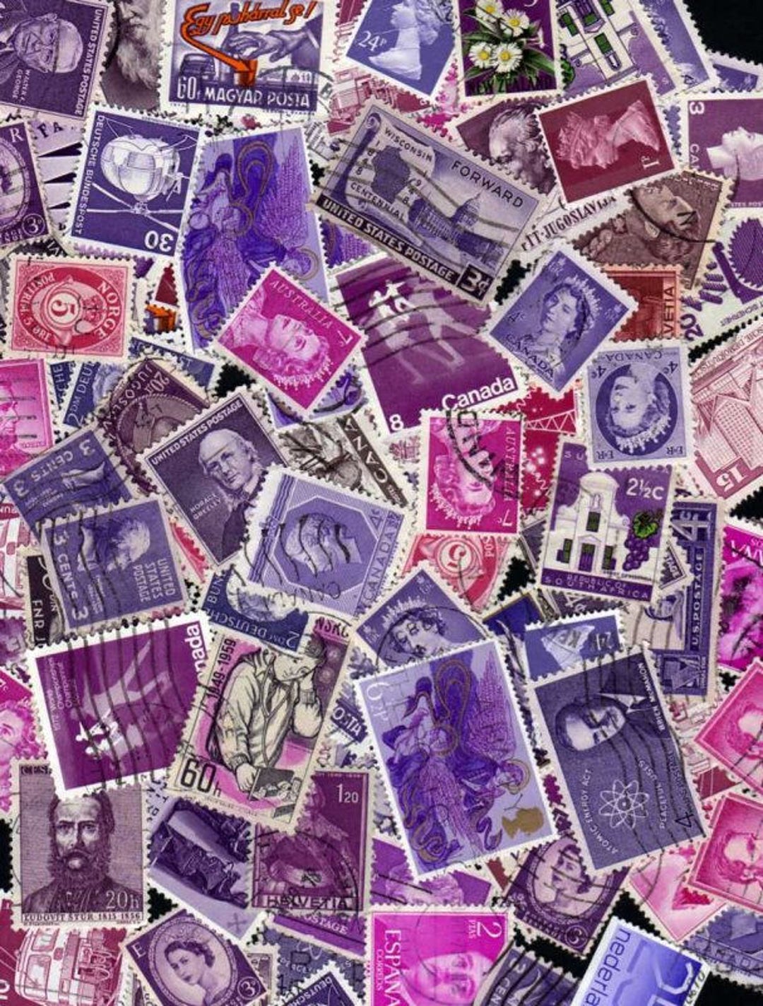 Purple Stamps, Purple Postage Stamps, Shades of Purple,purplish Stamps ...
