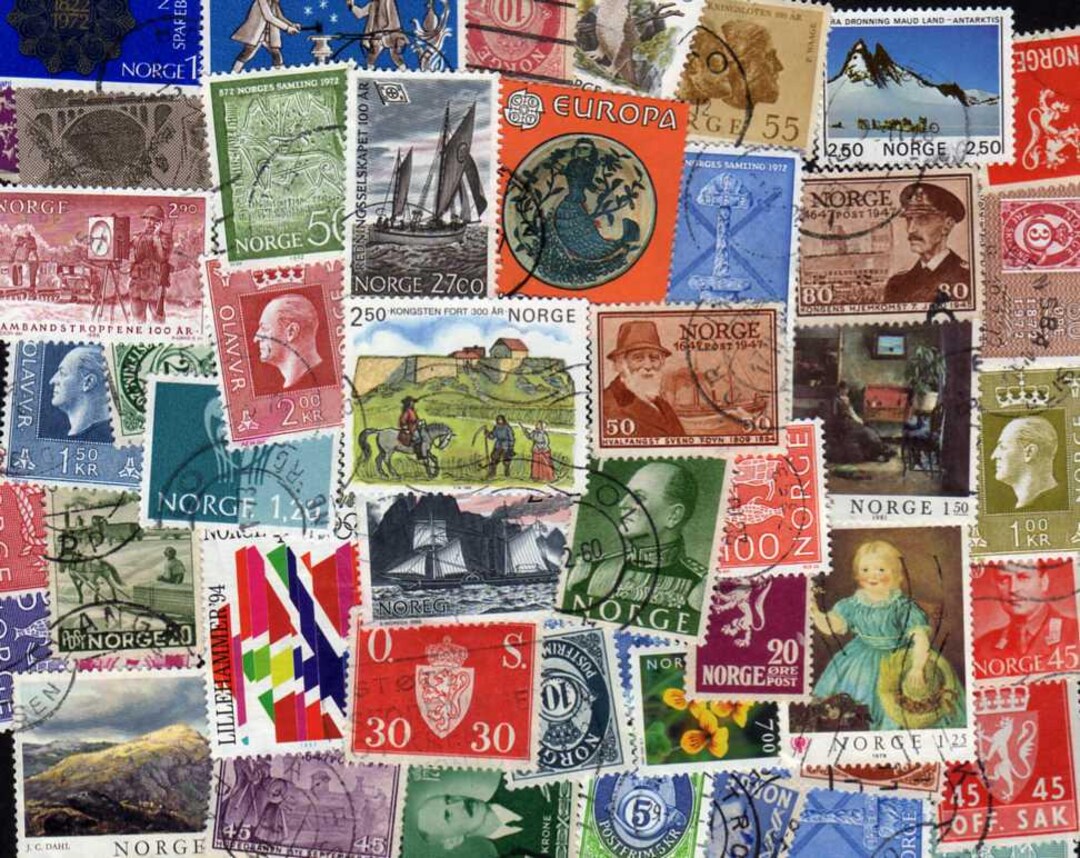 Norway Stamps, 50 Diff, Norway Postage Stamps, Norge, Stamp Collection ...
