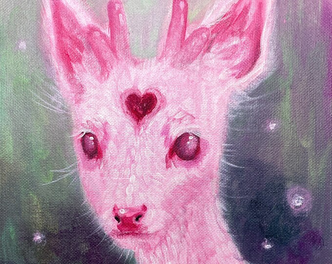 Pink Deer Painting - Etsy
