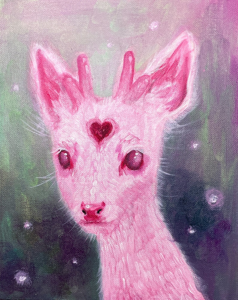Pink Deer Painting - Etsy