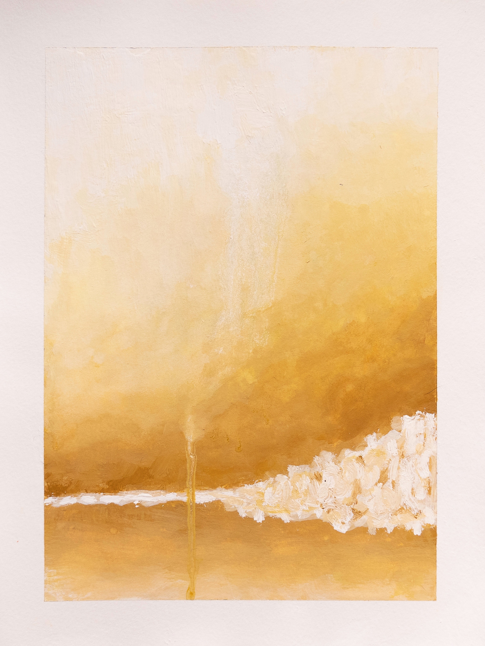 Original Abstract Painting / Gouache Opaque Watercolor / Yellow Ochre ...
