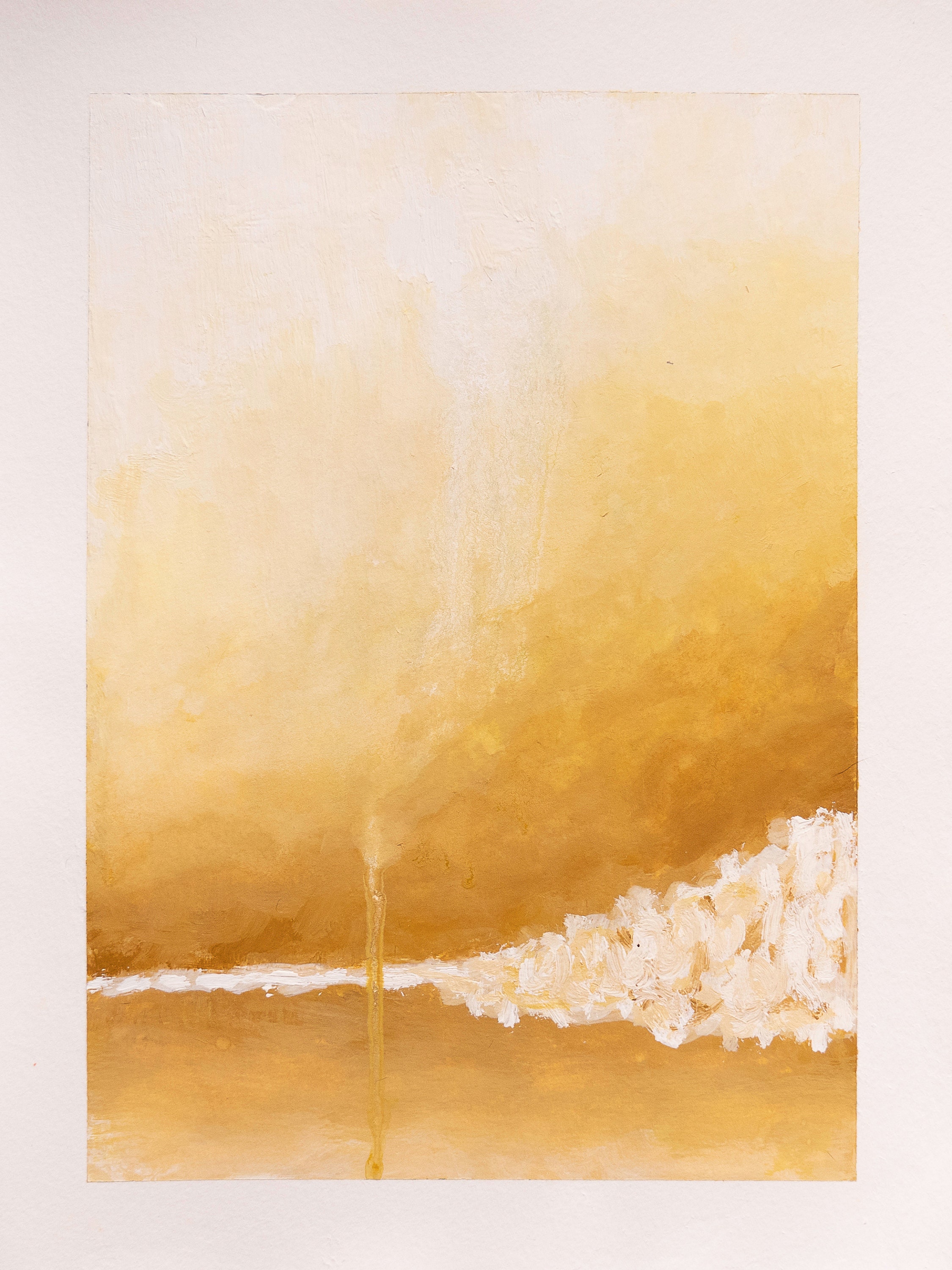 Original Abstract Painting / Gouache Opaque Watercolor / Yellow Ochre ...