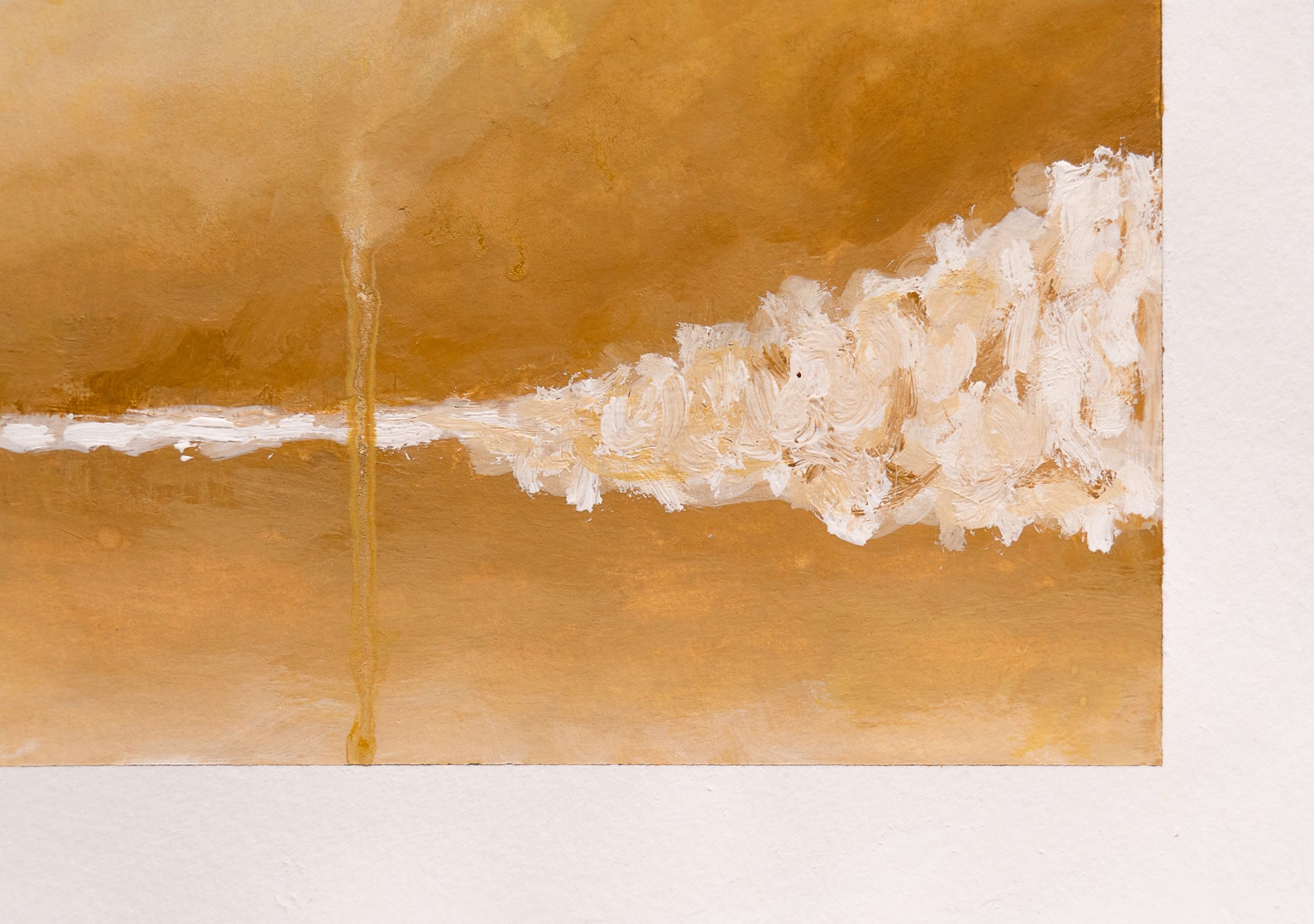 Original Abstract Painting / Gouache Opaque Watercolor / Yellow Ochre ...