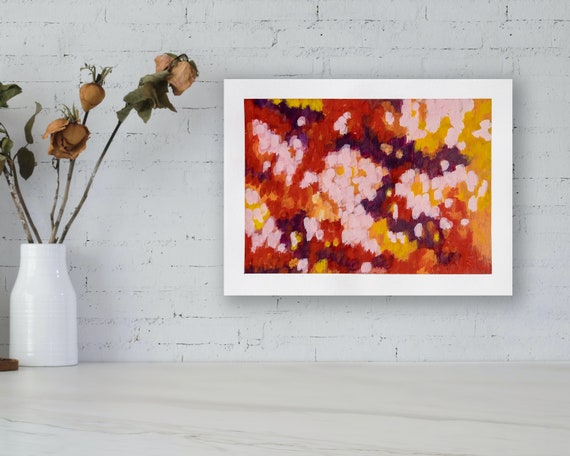 Original Abstract Painting / Gouache Opaque Watercolor / Red | Etsy