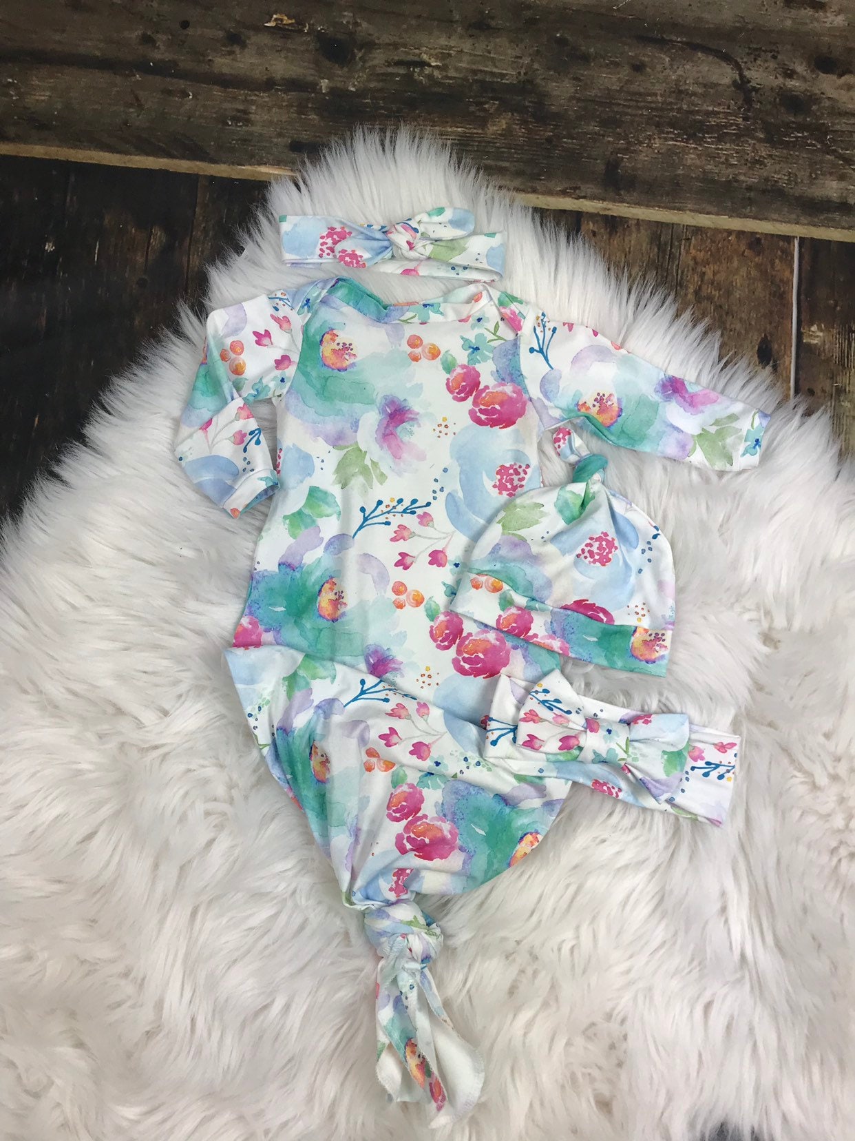 Newborn Girl Coming Home Outfit, Baby Girl Coming Home Outfit, Knotted ...