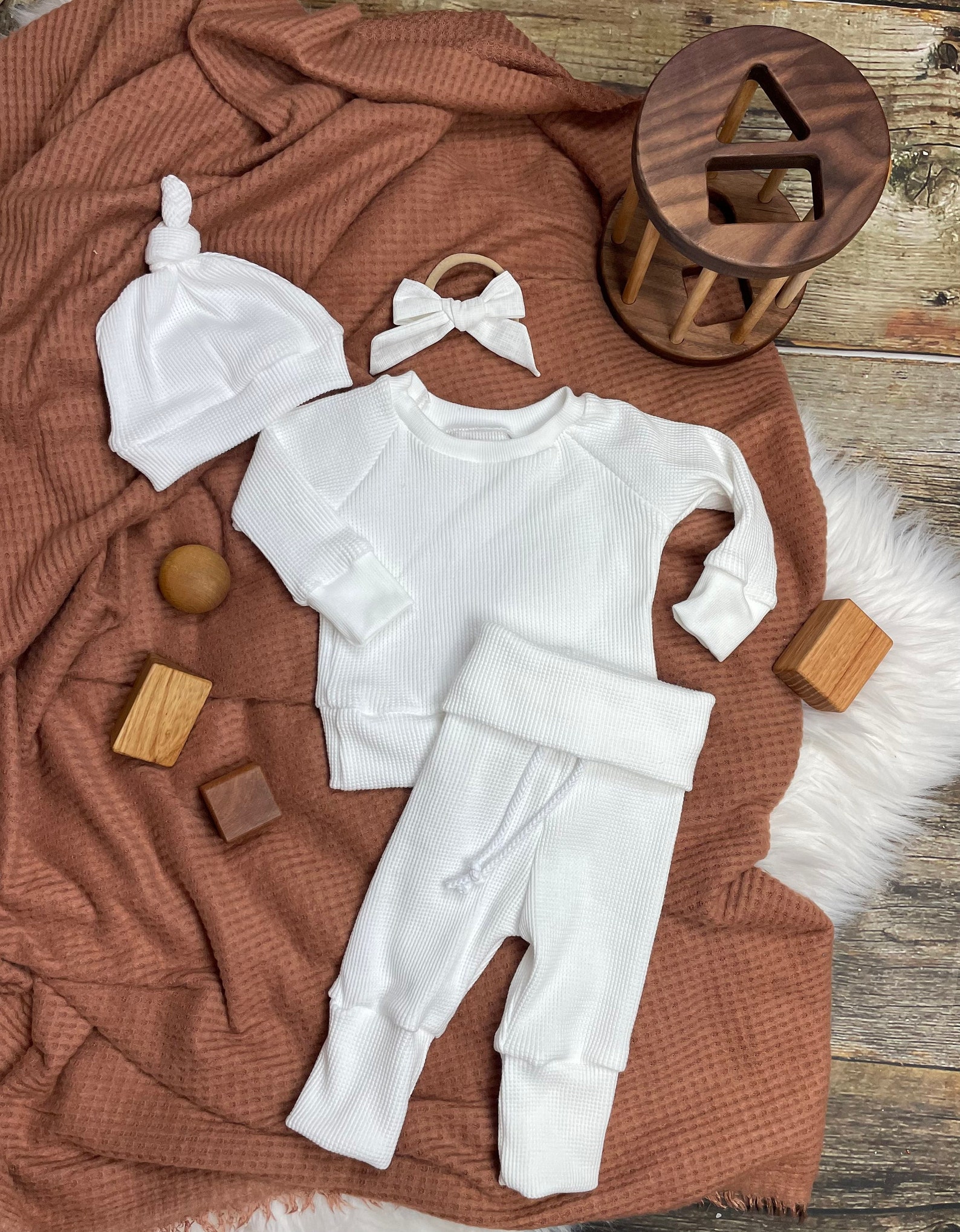 Gender Neutral Baby Outfit/organic Baby Clothes/waffle Knit Outfit/baby ...