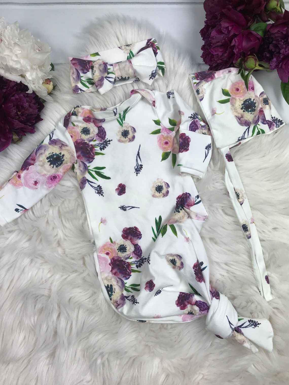 Newborn Girl Coming Home Outfit, Baby Girl Coming Home Outfit, Knotted ...