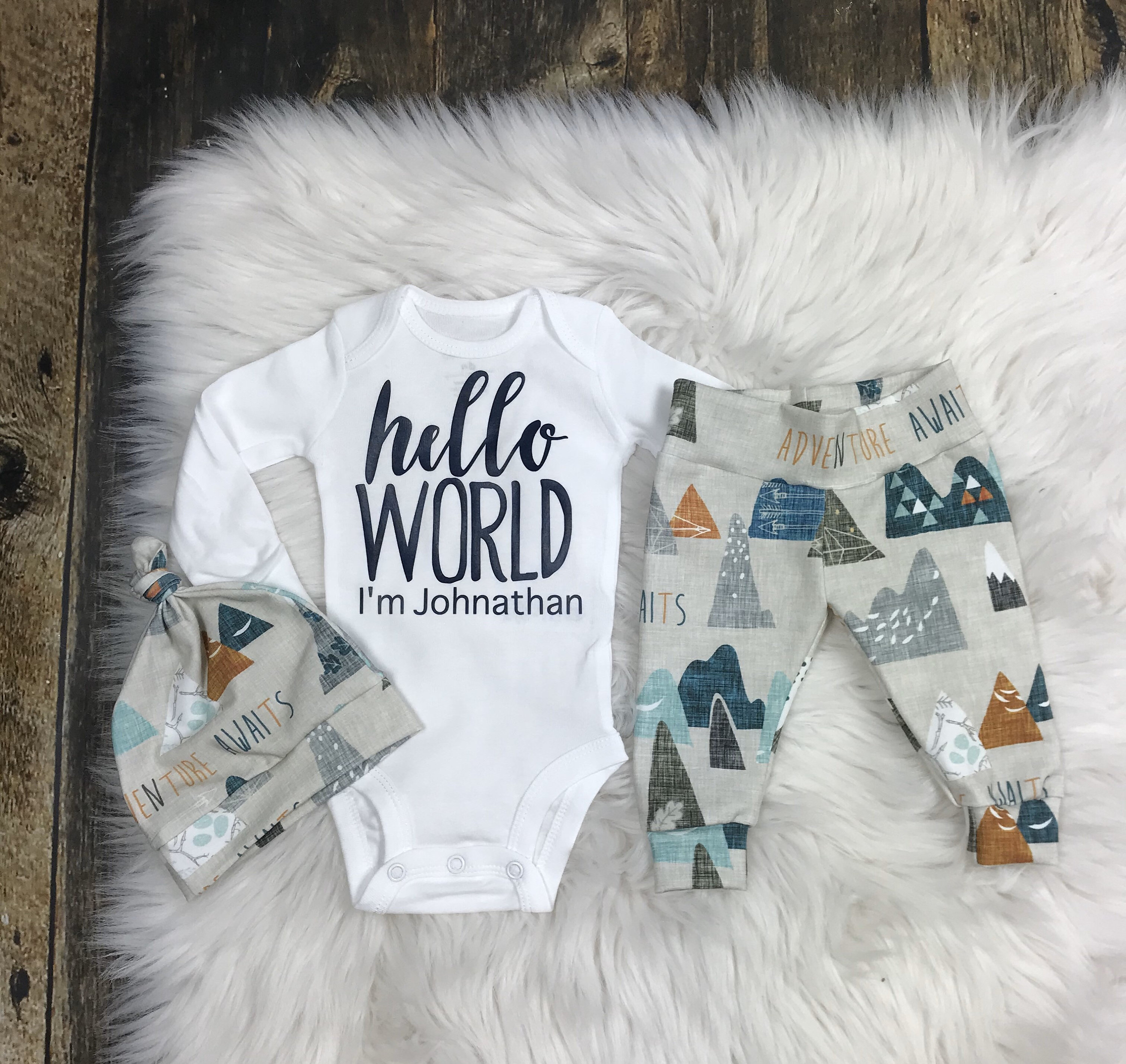 Newborn Coming Home Outfit/Hello World/Newborn Boy Outfit/Baby | Etsy