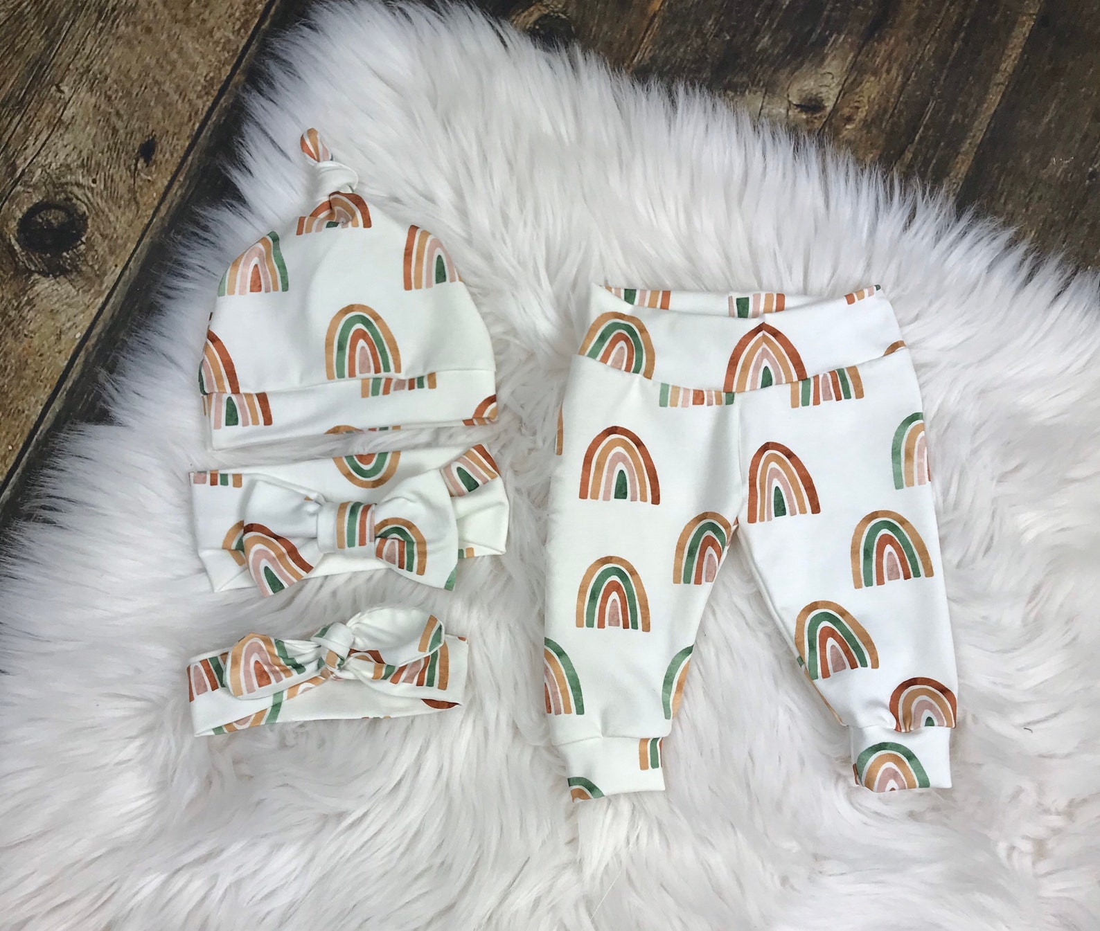 Newborn Baby Earthtone/rainbow Baby Coming Home/gender Neutral Baby ...