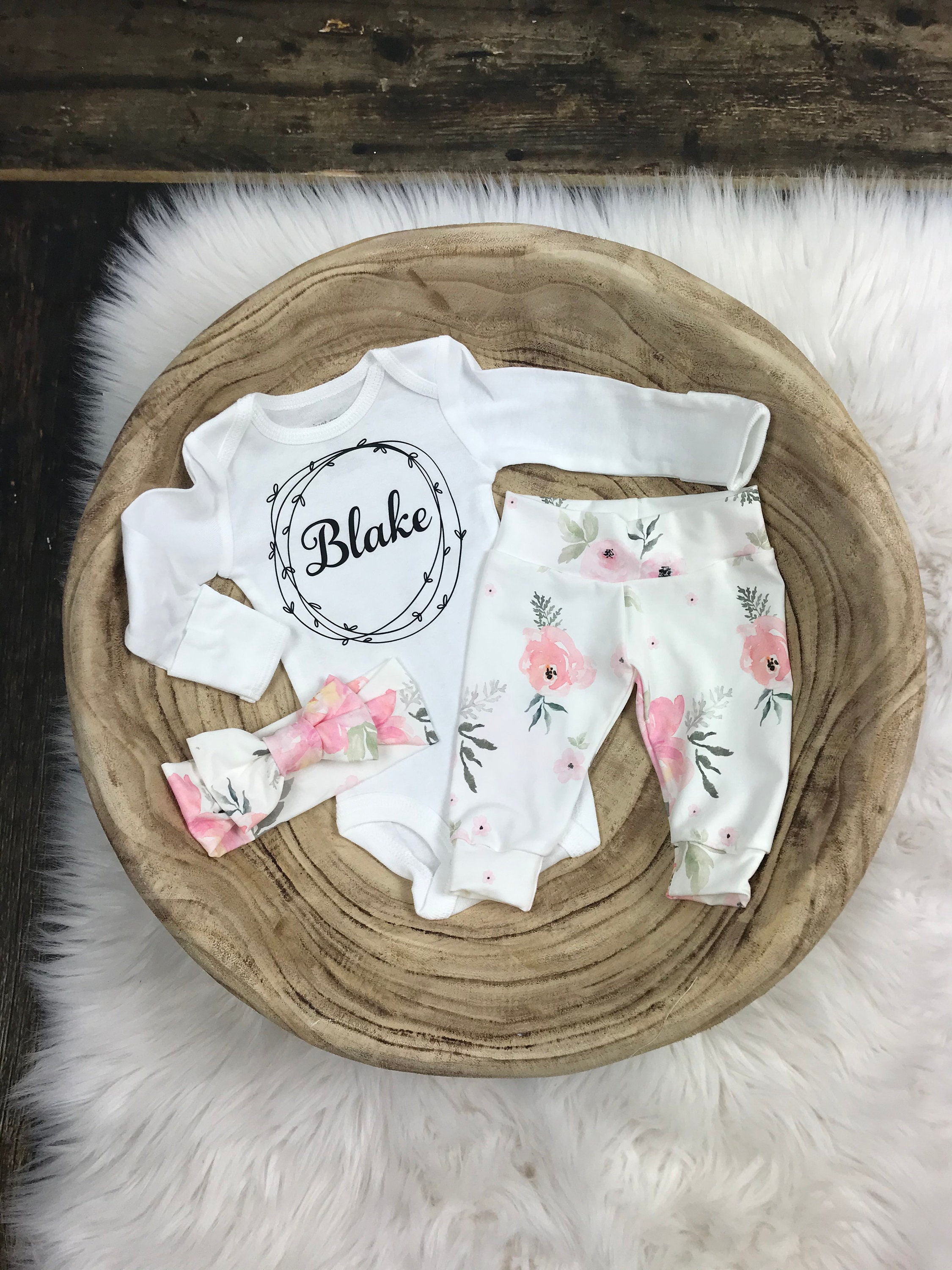 Coming Home Outfit, Newborn Baby Outfit, Personalized Baby Girl Outfit ...