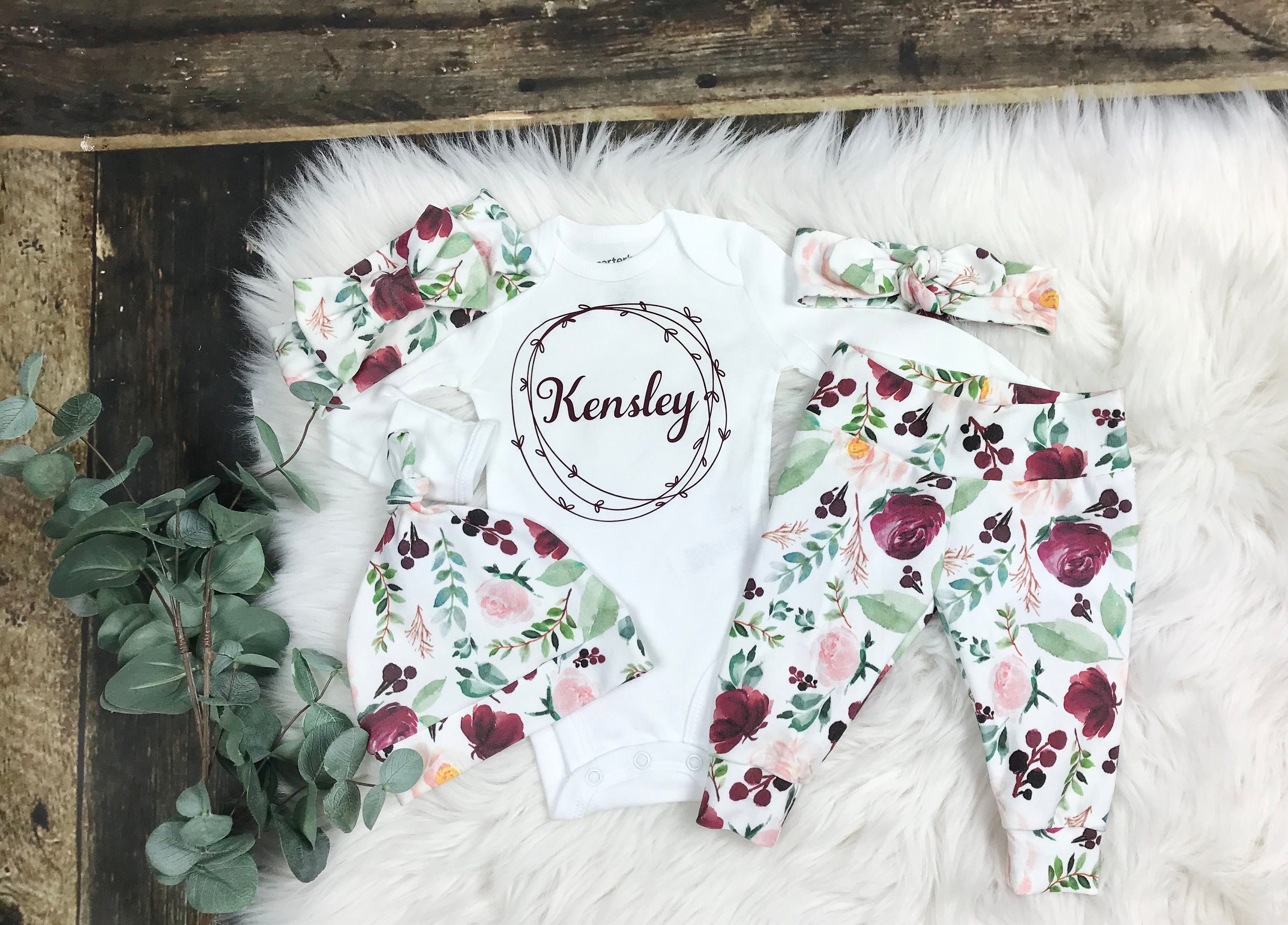 Newborn Baby Outfit, Baby Girl Outfit in Rose, Newborn Girl Coming Home ...