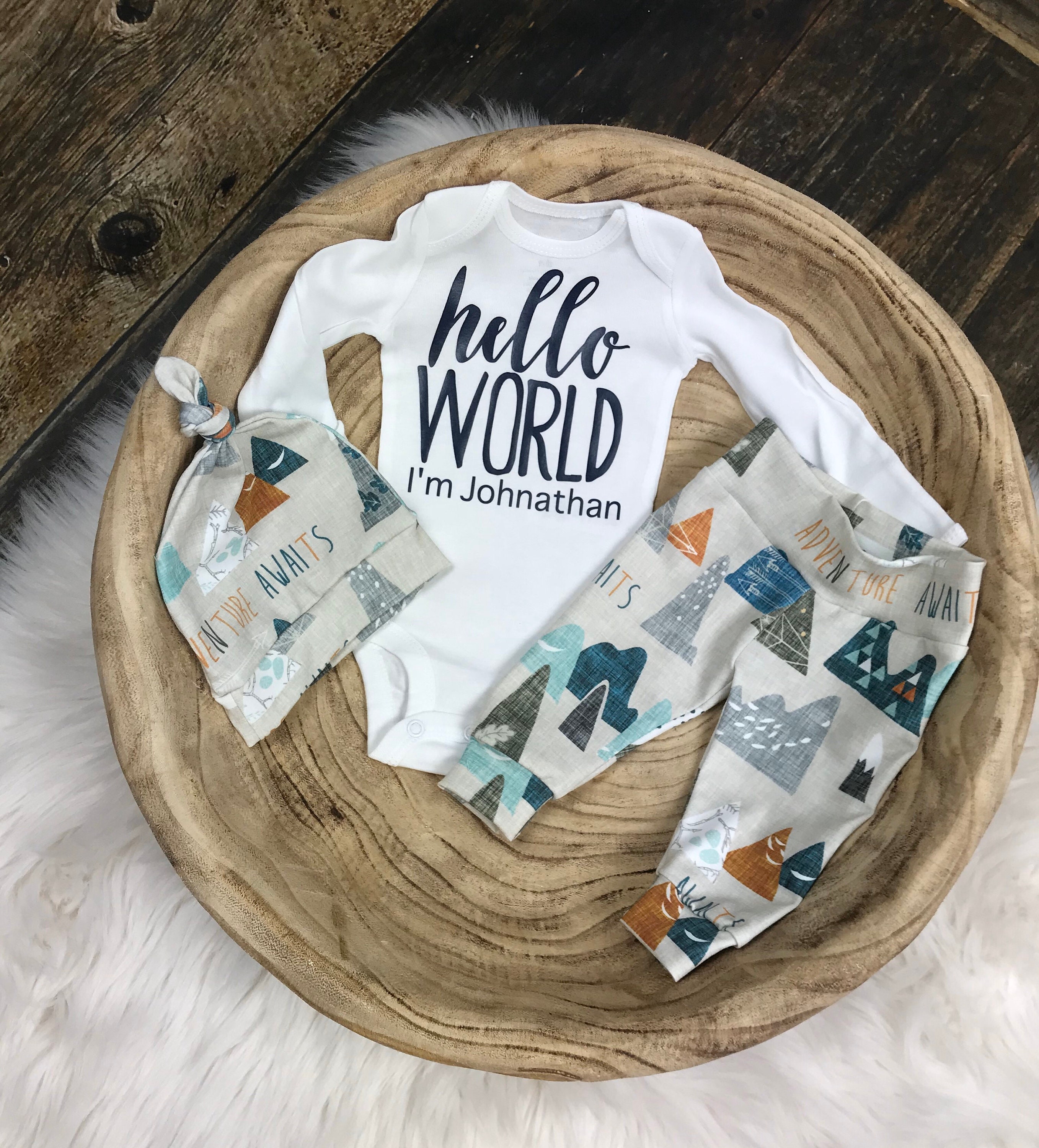 Newborn Coming Home Outfit/Hello World/Newborn Boy Outfit/Baby | Etsy