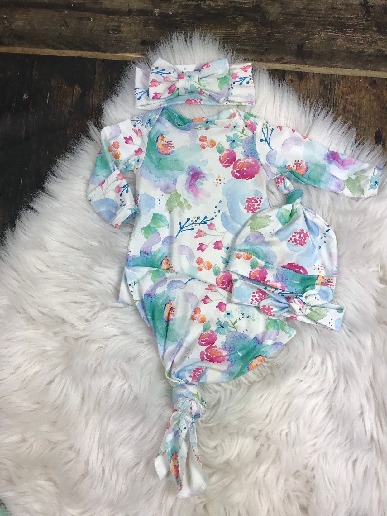 Newborn Girl Coming Home Outfit, Baby Girl Coming Home Outfit, Knotted ...