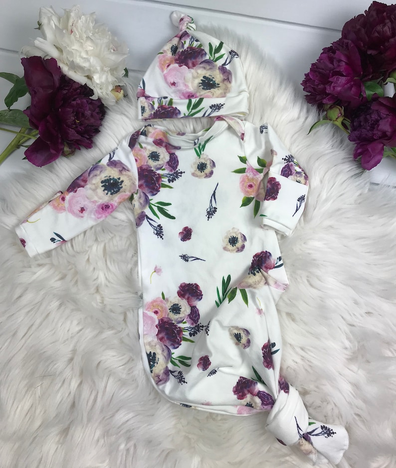 Newborn Girl Coming Home Outfit, Baby Girl Coming Home Outfit, Knotted ...