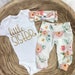 Newborn Girl Coming Home Outfit/baby Girl Outfit in Organic Knit Floral ...