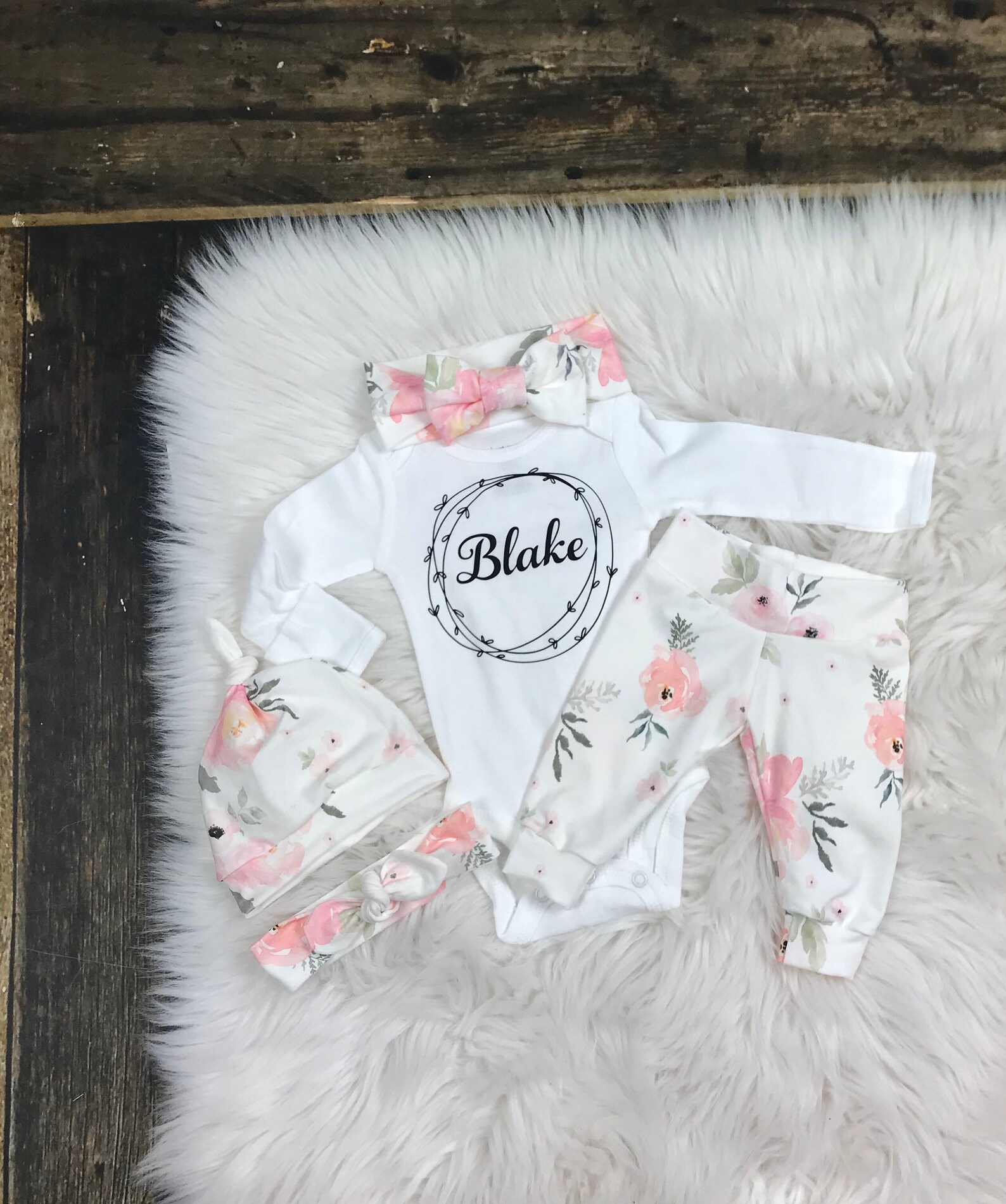 Coming Home Outfit, Newborn Baby Outfit, Personalized Baby Girl Outfit ...
