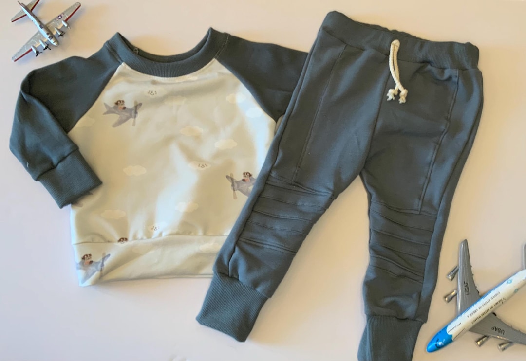 Baby Boy Airplane Outfit/baby Organic Clothing/baby Clothes/baby Gift ...