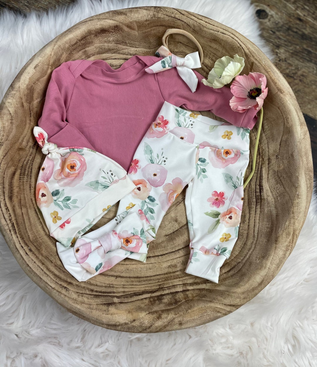 Newborn Girl Coming Home Outfit Floral/baby Girl Take Home/baby Shower ...