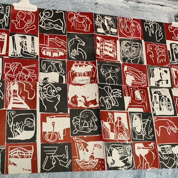 Abstract Lino Cut - Etsy