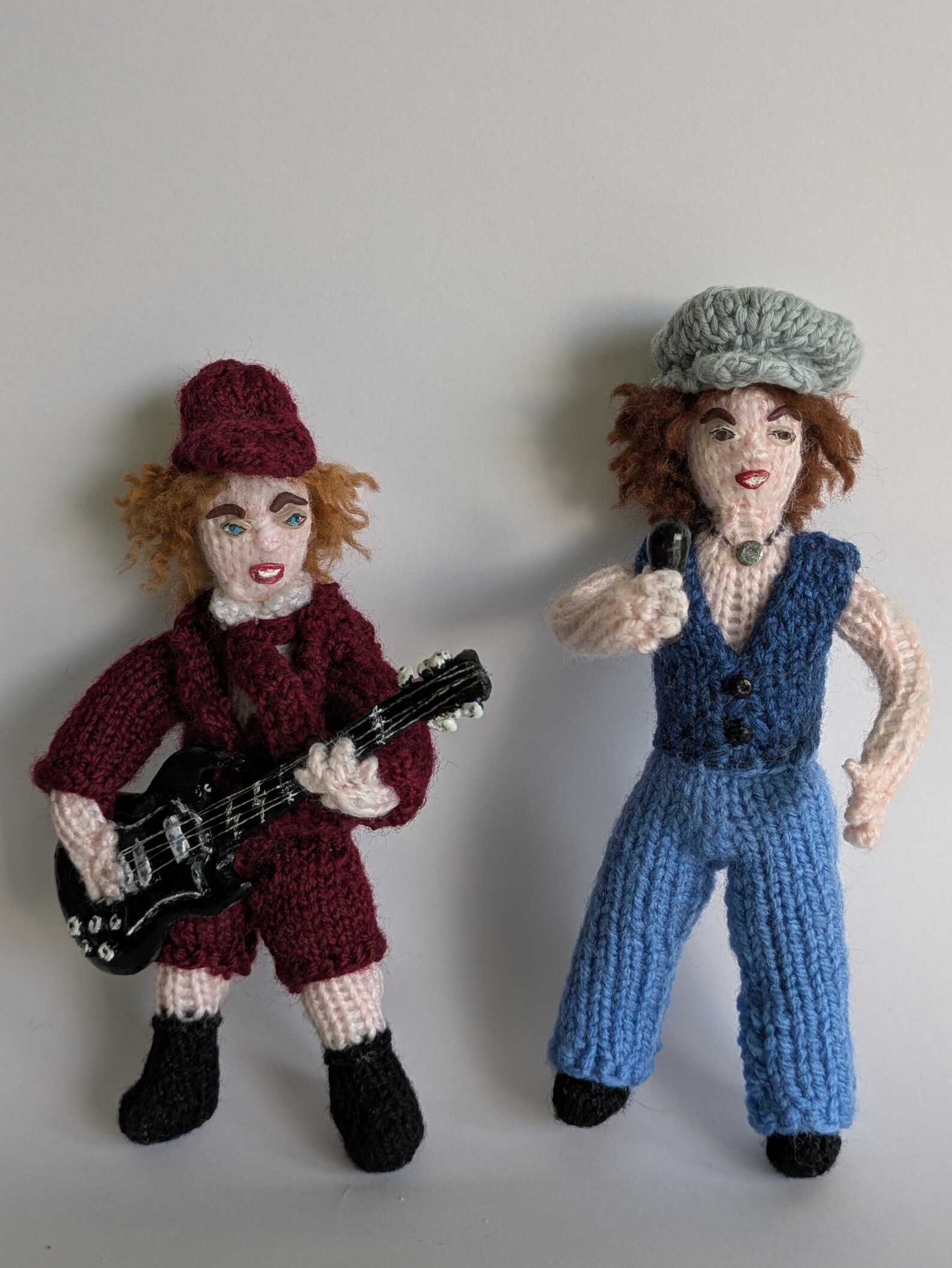 Angus Young & Brian Johnson, AC/DC - Knitted Dolls, Miniature ...