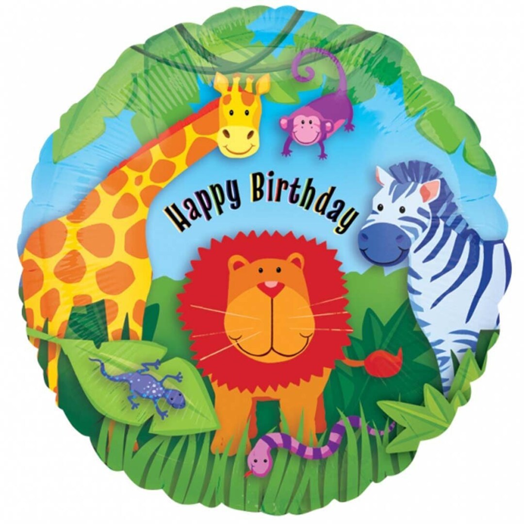 TWO 18" Jungle Safari Happy Birthday Foil Balloon, Wild Animal, Party ...