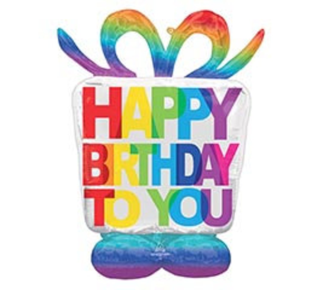50" Happy Birthday to You Column Foil Balloon, Gift With Bow, Giant ...